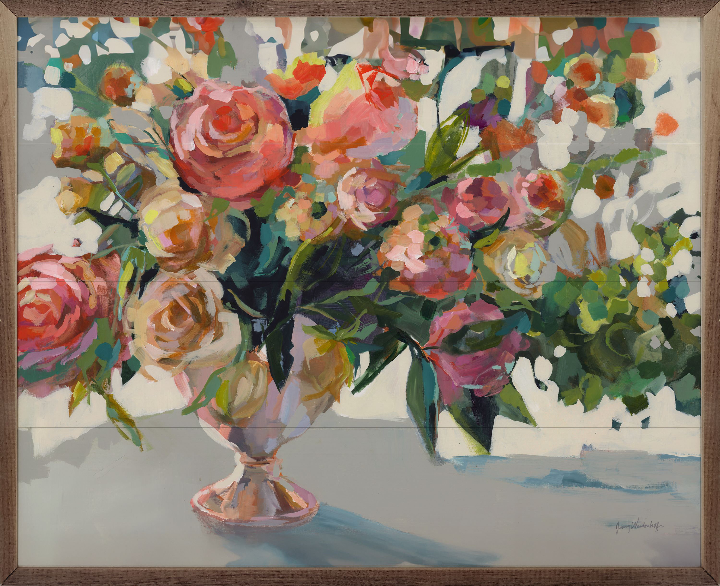 Red Barrel Studio® Roses Framed On Wood by Jenny Westenhofer Print | Wayfair